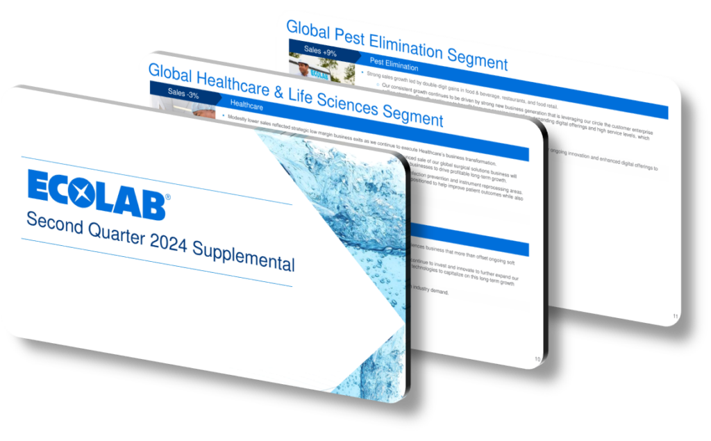 Ecolab Q2 2024 Presentation Design: Key Insights Effectiveness | SlideGenius