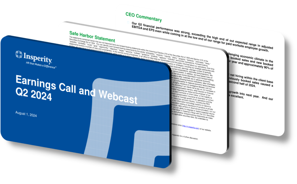 Insperity Q2 2024 Presentation Design: Unveiling Financial Insights | SlideGenius