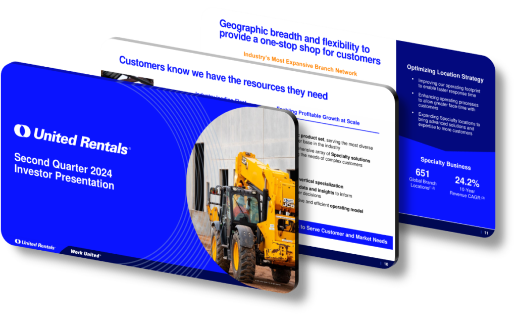 Effective Presentation Design: United Rentals' Q2 2024 Key Insights | SlideGenius