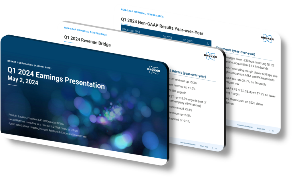 Effective Q1 2024 Presentation Design: Bruker's Growth Communication
