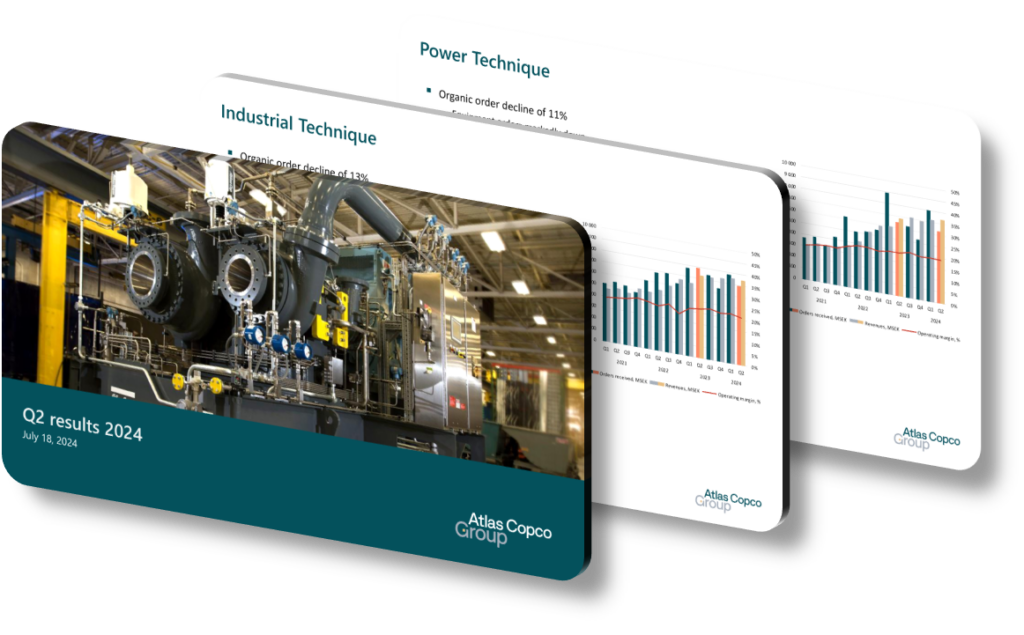 Atlas Copco Q2 2024 Presentation Design: Unveiling Financial Insights | SlideGenius