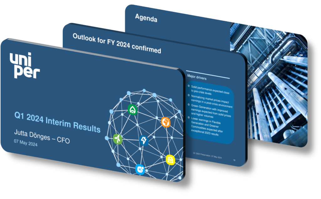 Effective Q1 2024 Results Presentation Design by Uniper SE | SlideGenius