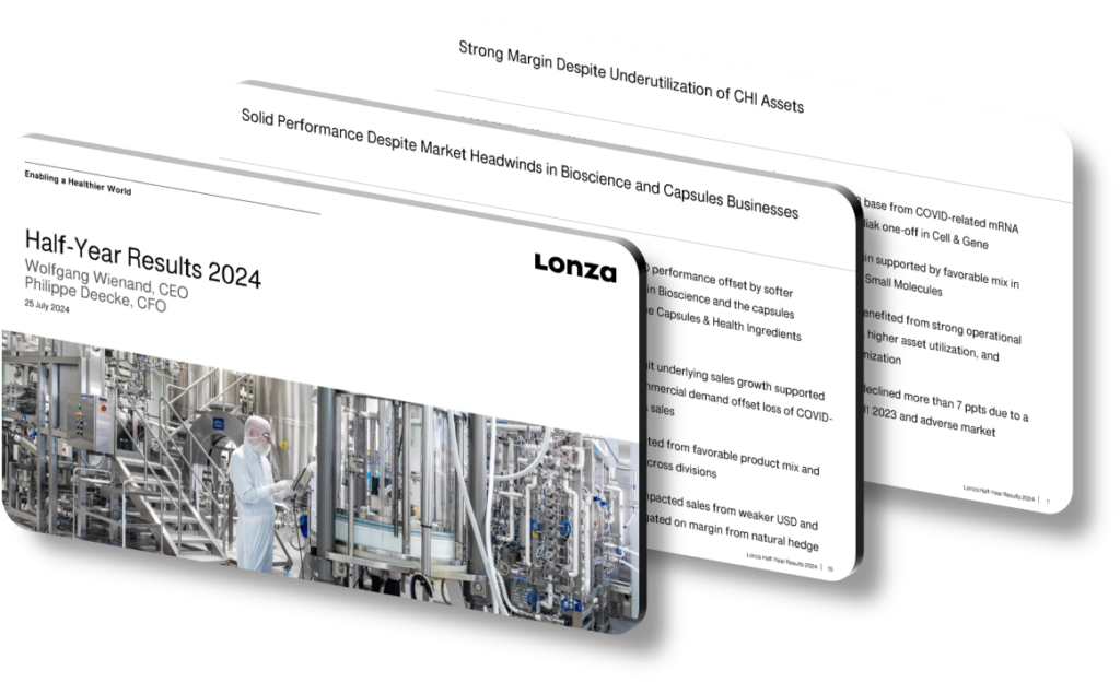 Effective Presentation Design: Lonza Group's 2024 Key Results - SlideGenius