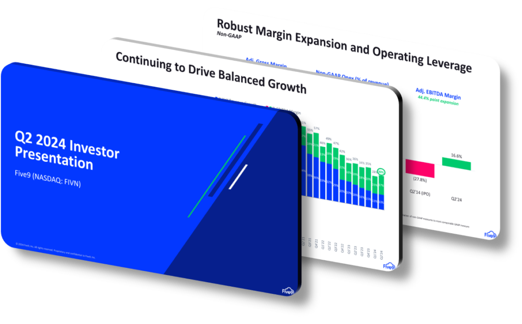 Five9 Q2 2024 Presentation Design: Key Achievements & AI Advancements | SlideGenius