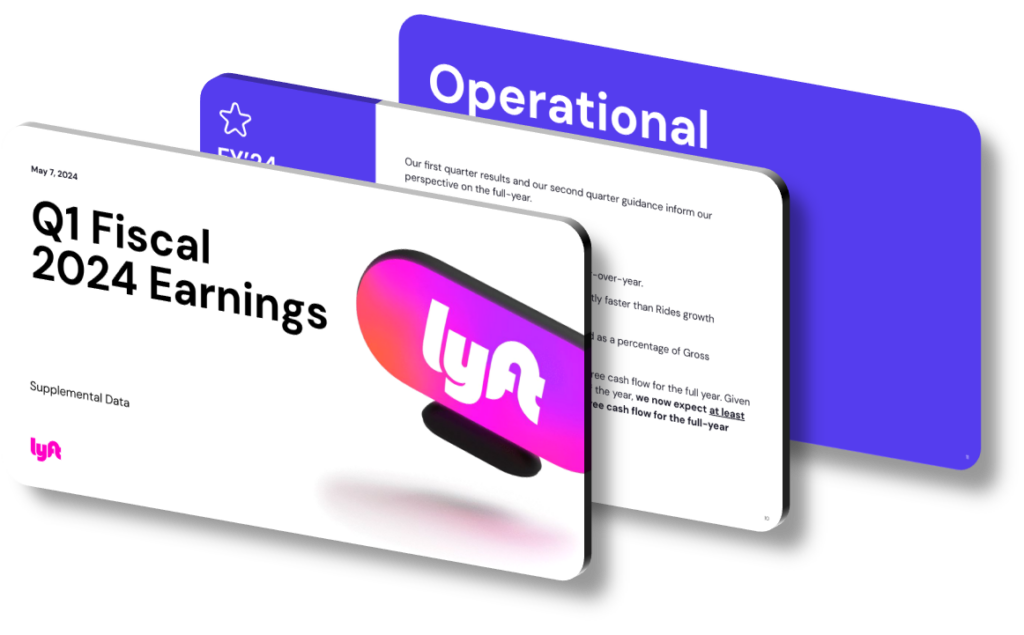 Lyft Q1 2024 Presentation Design: Highlighting Key Growth Metrics | SlideGenius