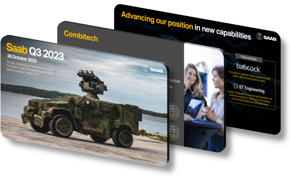 Saab Q3 2023: Superior Defense Innovation Presentation Design | SlideGenius