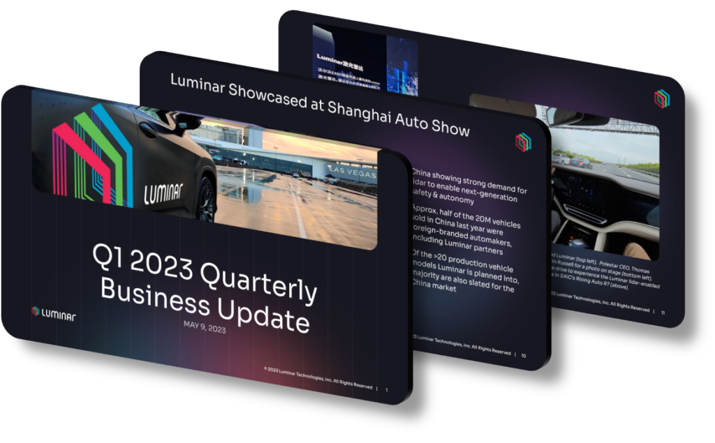 Impactful Q1 2023 Luminar Tech Presentation Design | SlideGenius