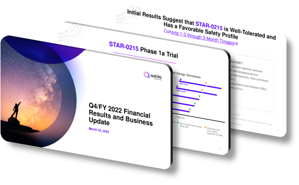 Astria Therapeutics' STAR-0215 Presentation Design Key Benefits ...