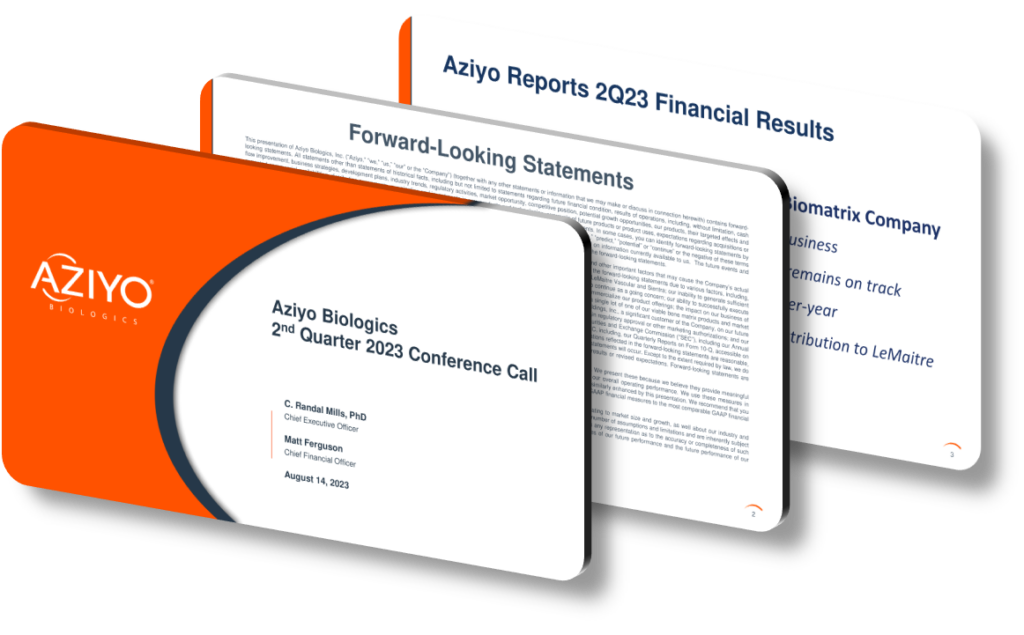 Aziyo Biologics Q2 2023 Design: Key Product Innovations - SlideGenius