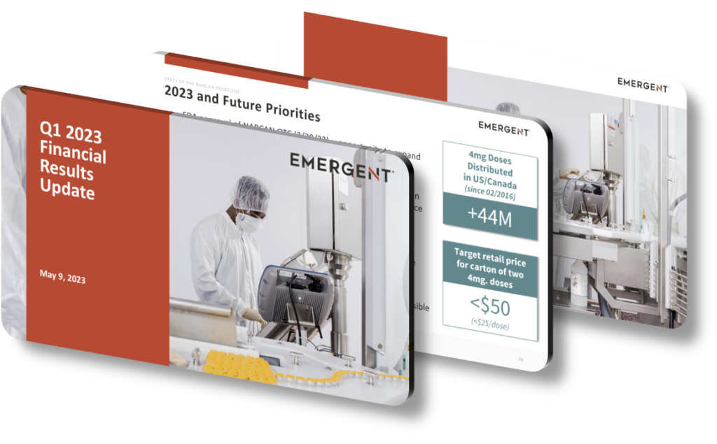 Effective Presentation Design: Emergent BioSolutions' Q1 2023 - SlideGenius