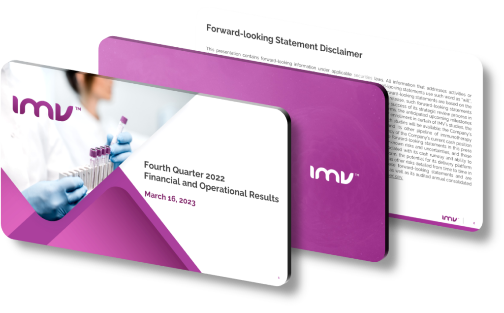 IMV Inc.'s Innovative Immunotherapy Presentation Design | SlideGenius