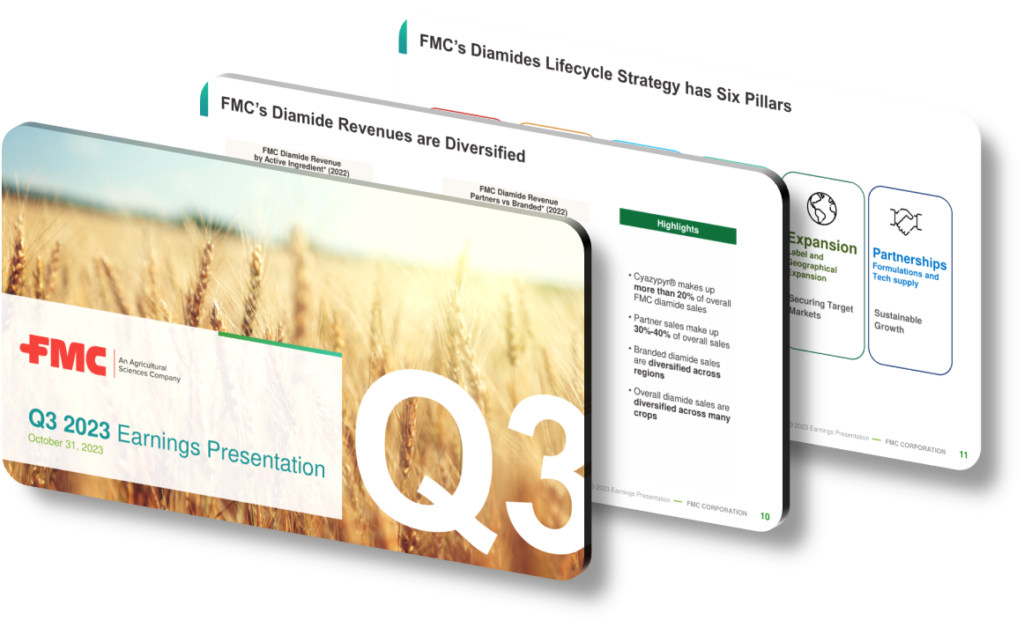 Effective Q3 2023 Presentation Design: Key Insights by FMC Corporation | SlideGenius