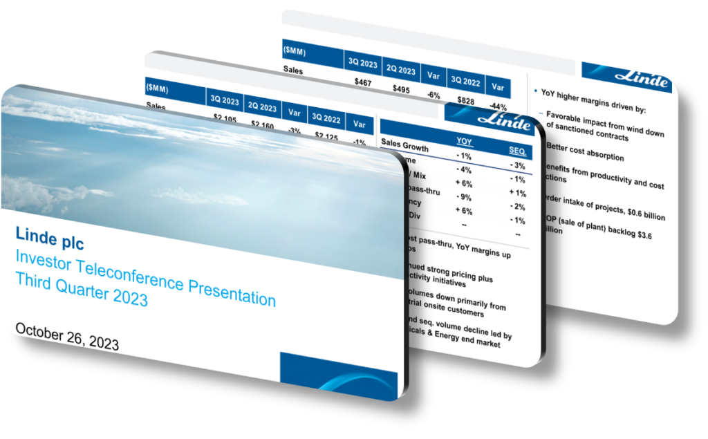 Linde Q3 2023 Presentation: Excelling in Sustainability Goals | SlideGenius