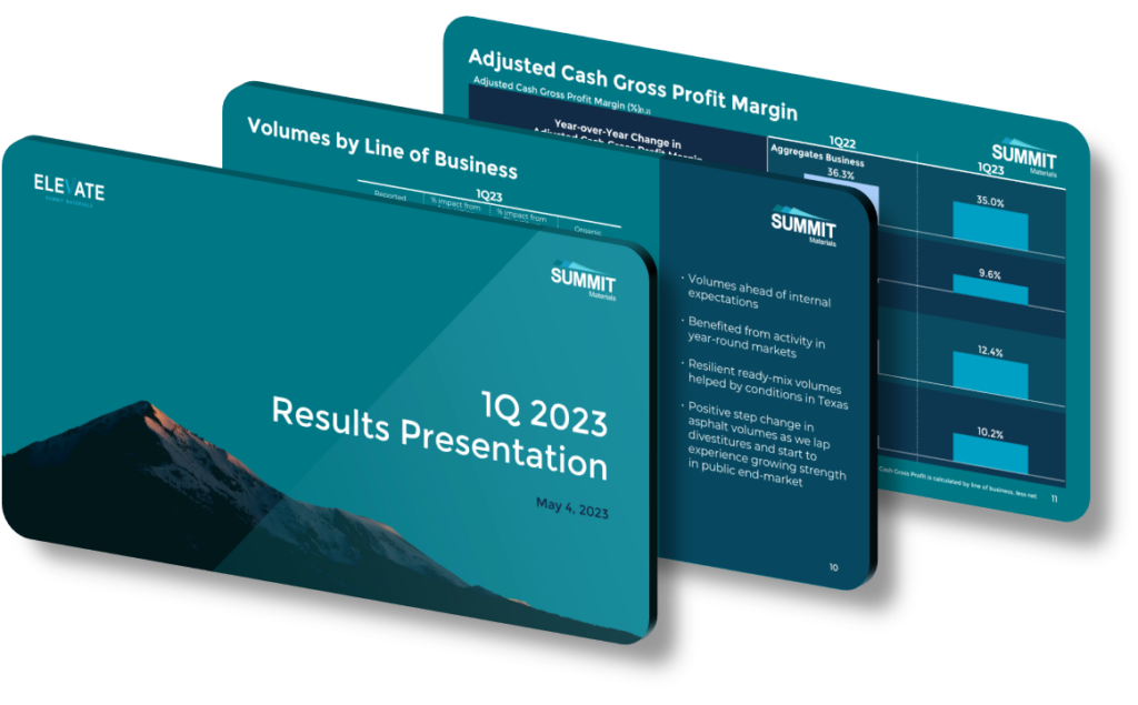 Effective Summit Materials' 1Q 2023 Presentation Design - SlideGenius