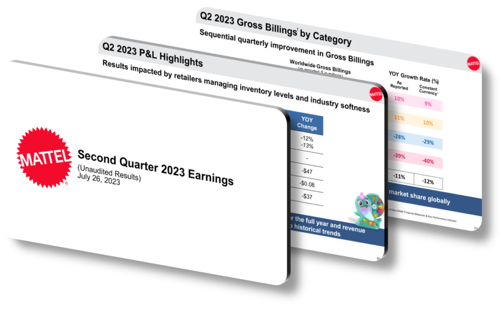 Mattel's Q2 2023 Presentation: Strategic Focus & IP Success | SlideGenius