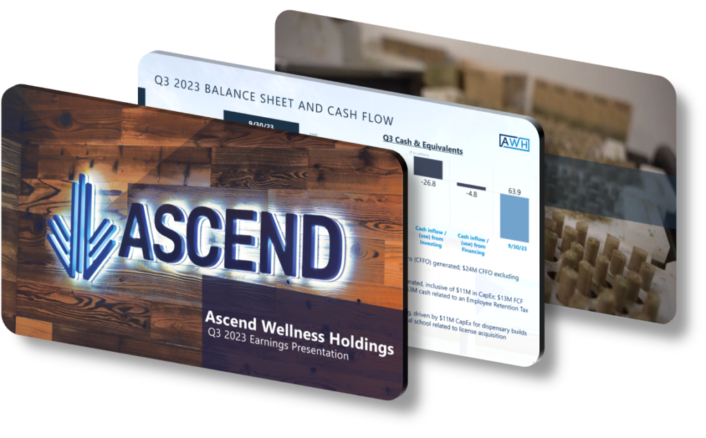 Ascend Wellness Holdings Q3 2023 Presentation Design: Showcasing Growth | SlideGenius