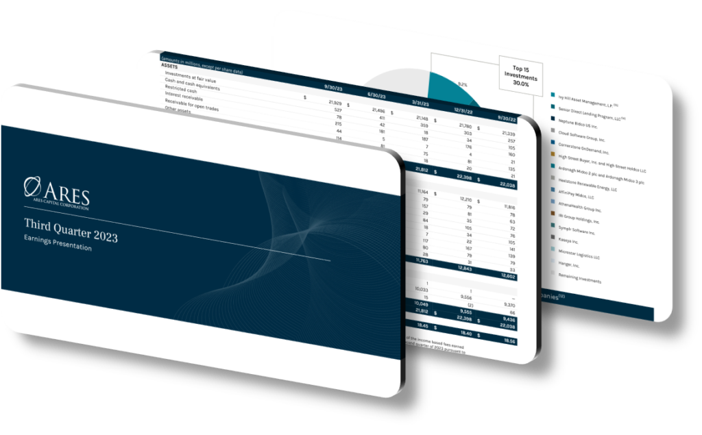 Effective Q3 2023 Earnings Presentation Design: Ares Capital | SlideGenius