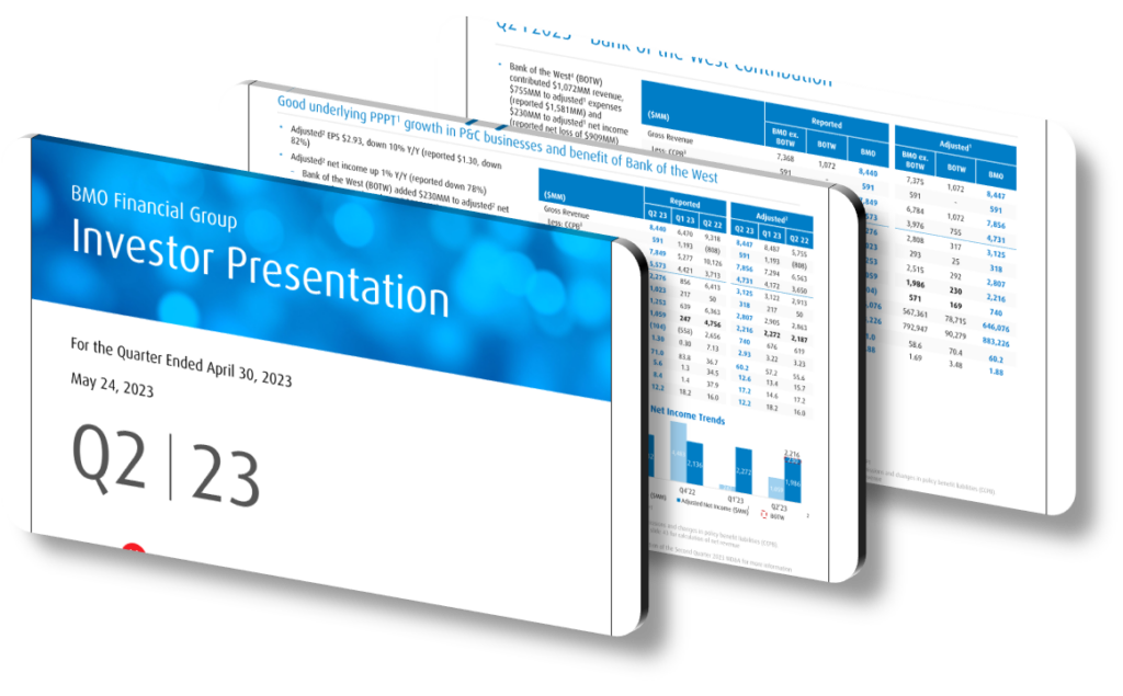 Effective Presentation Design: BMO's Q2 2023 Financial Insights | SlideGenius