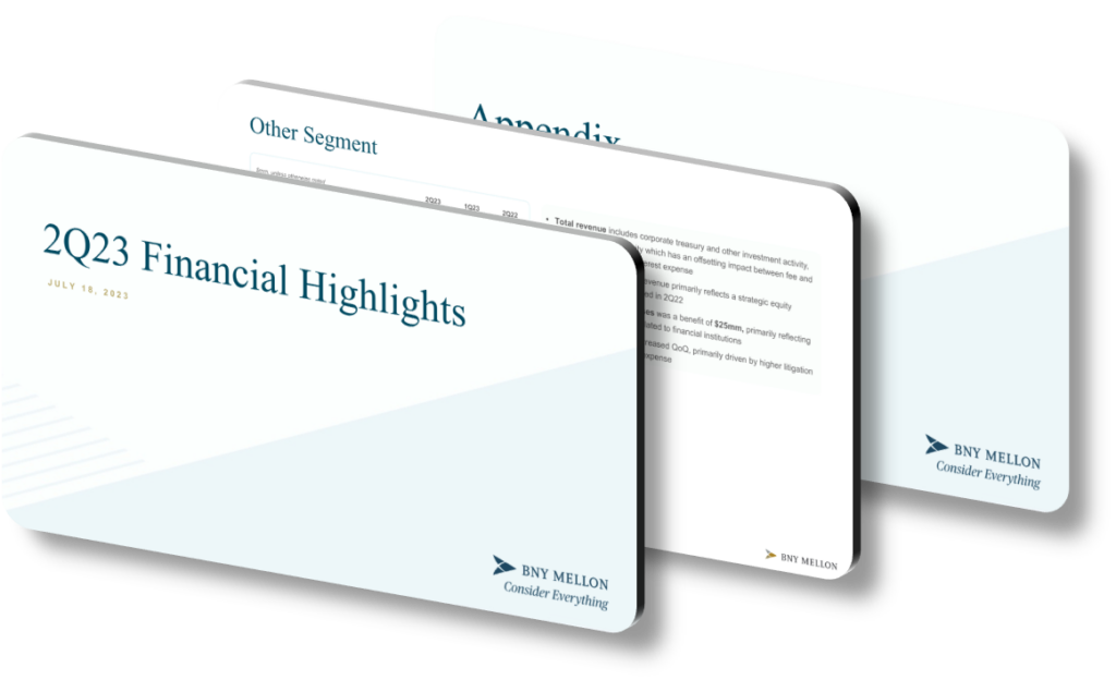 Effective Presentation Design: BNY Mellon's 2Q23 Financial Growth - SlideGenius