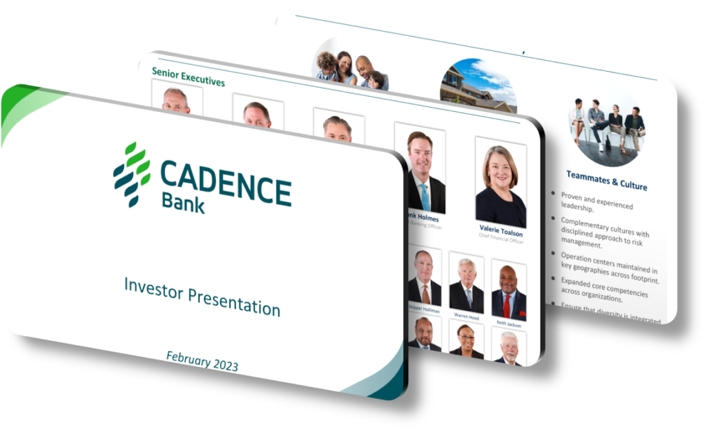 2023 Cadence Bank's Unique Investor Presentation Design | SlideGenius