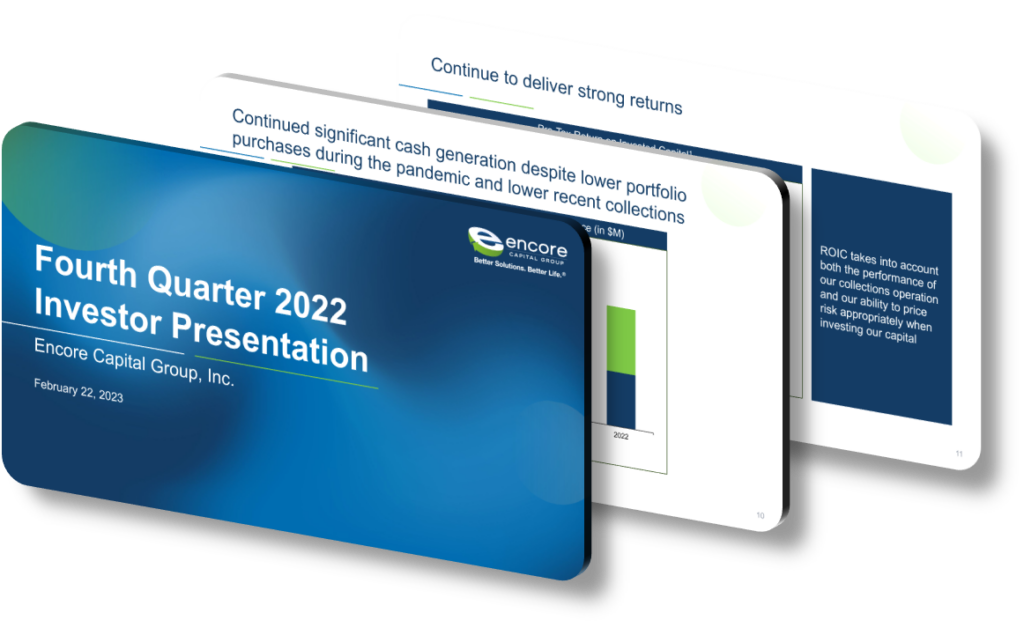 Effective Q4 2022 Presentation Design: Encore Capital Group | SlideGenius