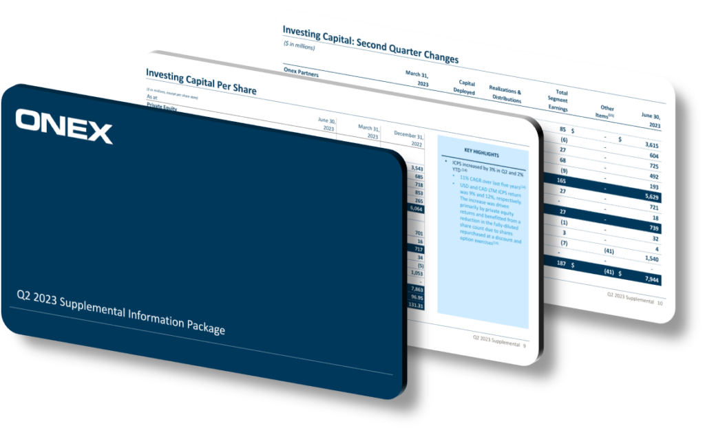 Onex Q2 2023 Presentation Design: Key Investment Growth Strategy
