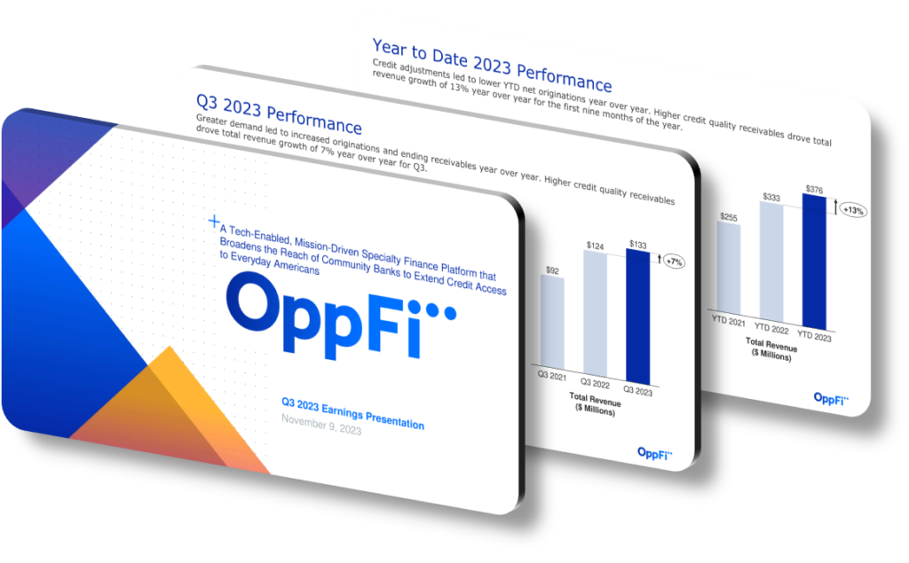 OppFi Q3 2023 Presentation Design: Showcasing Financial Success ...