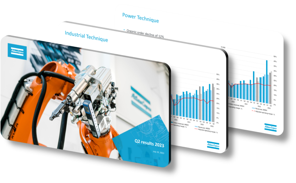 Q2 2023 Atlas Copco Presentation: Unveiling Industrial Insights | SlideGenius