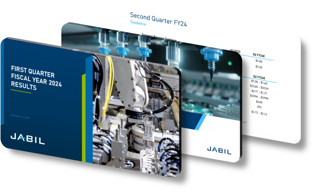 Strategic Agility in Jabil's Q1 FY2024 Presentation Design | SlideGenius