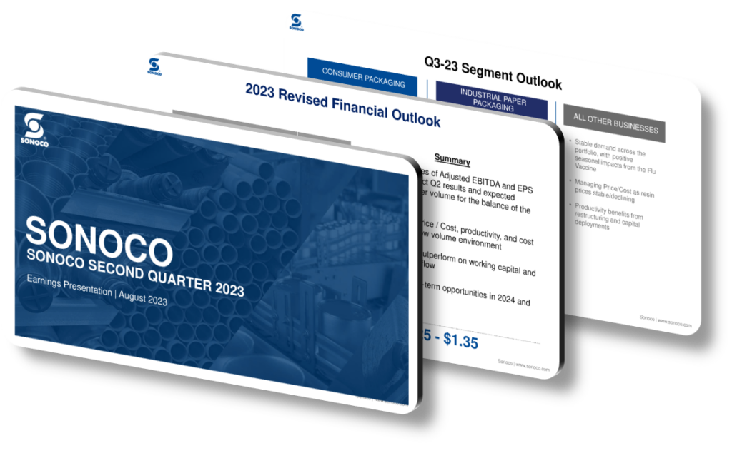 Sonoco's Q2 2023 Presentation Design: Key Insights & Standout Features | SlideGenius