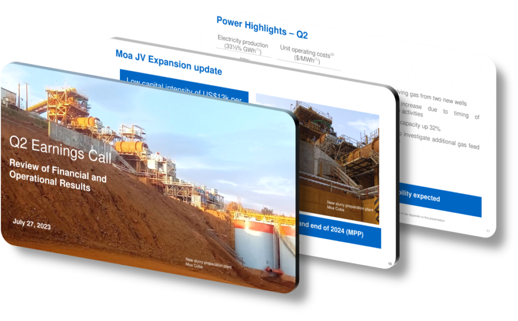 Effective Presentation Design: Sherritt's Q2 2023 Key Info Delivery - SlideGenius