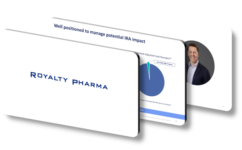 Effective Presentation Design: Royalty Pharma's 2Q2 2023 Key Data Communication