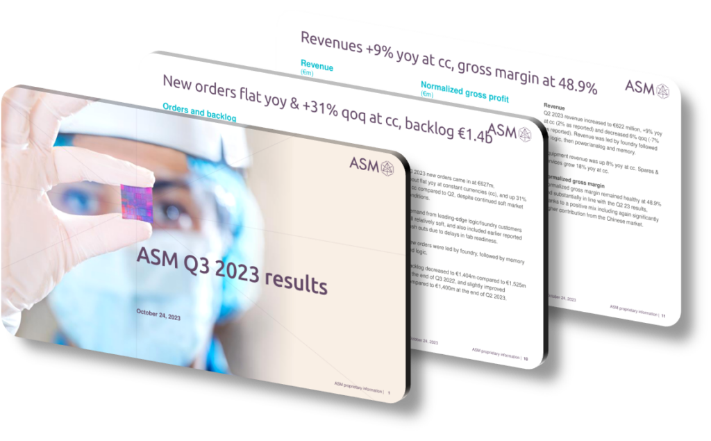 Effective Q3 2023 Presentation Design Highlights by ASM International | SlideGenius
