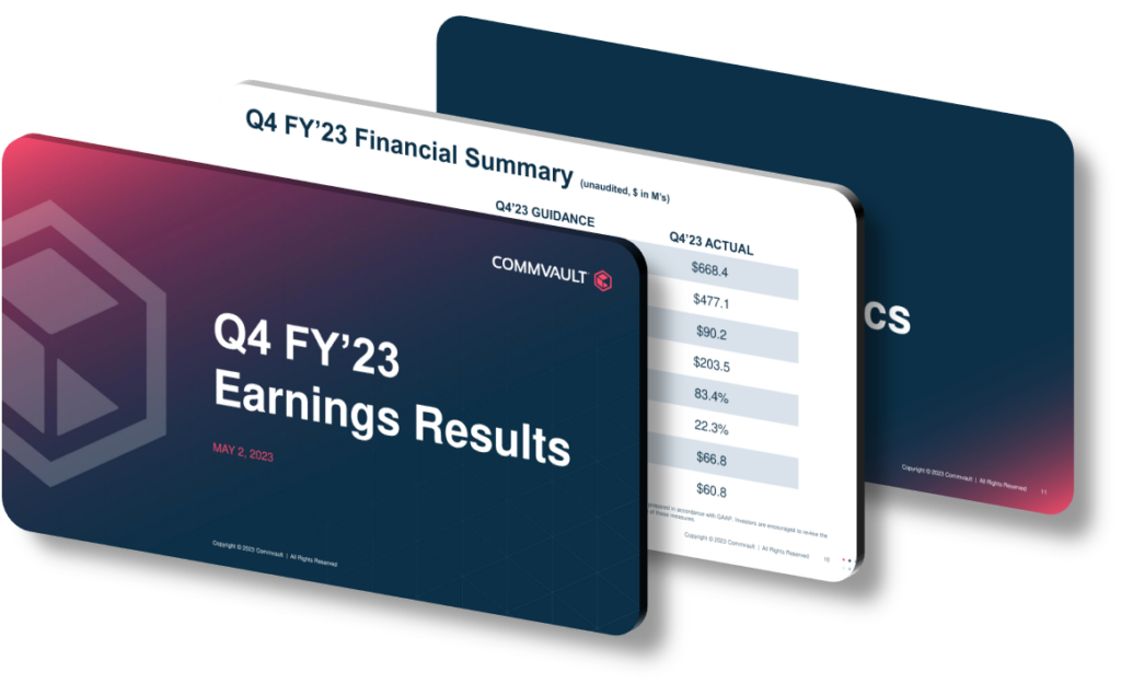 Commvault Q4 FY'23 Presentation Design: Uniqueness in Data Solutions