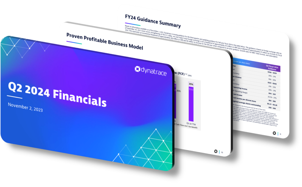 Dynatrace Q2 2024 Presentation Design: Unveiling Financial Insights | SlideGenius