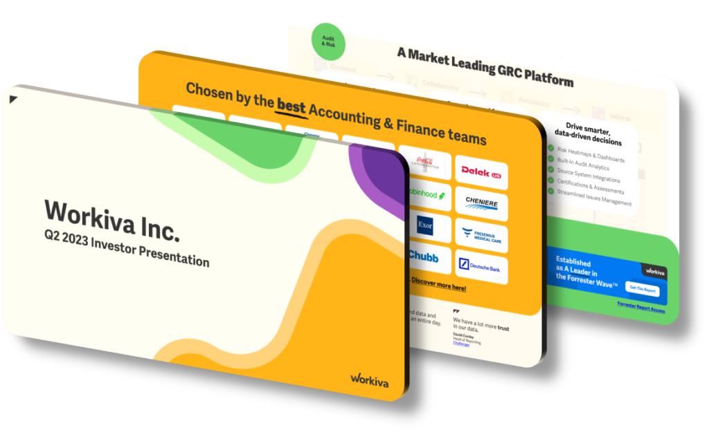 Workiva Q2 2023 Design: Key Reporting & Compliance Solutions | SlideGenius