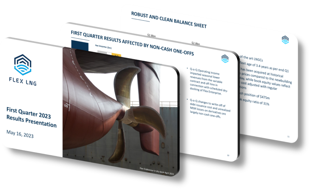 Q1 2023 Flex LNG Presentation Design: Key Performance & Strategy - SlideGenius